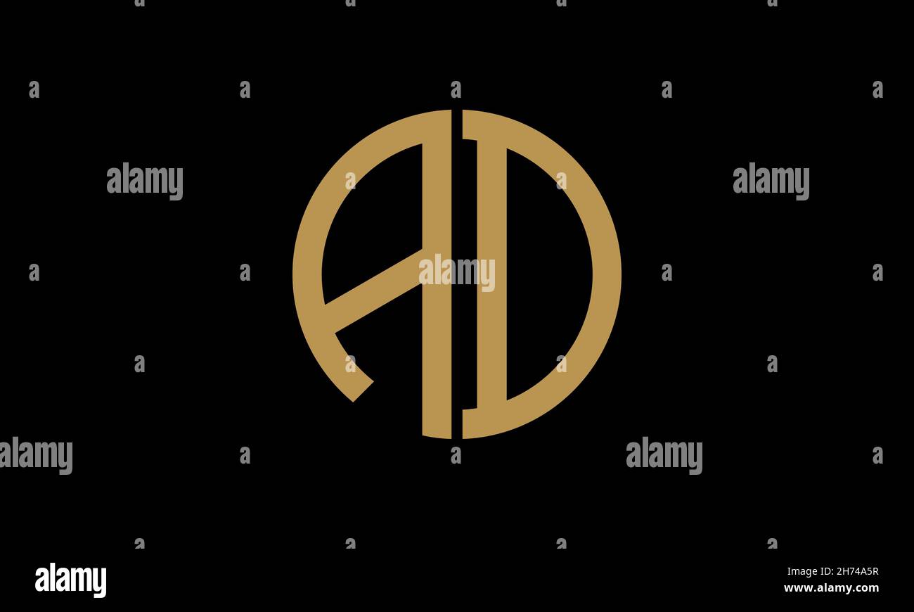Alphabet AD or DA illustration monogram vector logo template in round ...