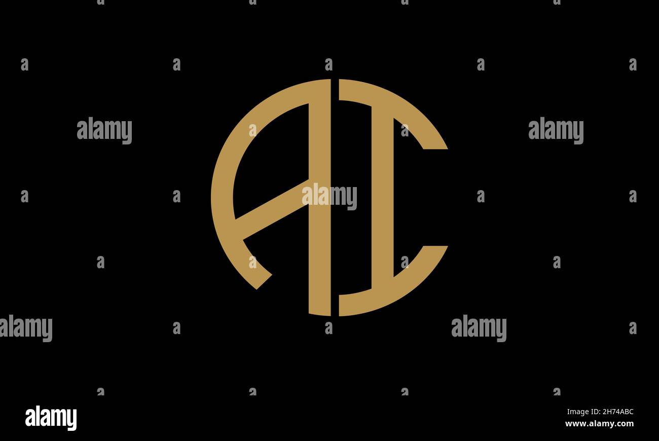 Alphabet AI or IA illustration monogram vector logo template in round ...