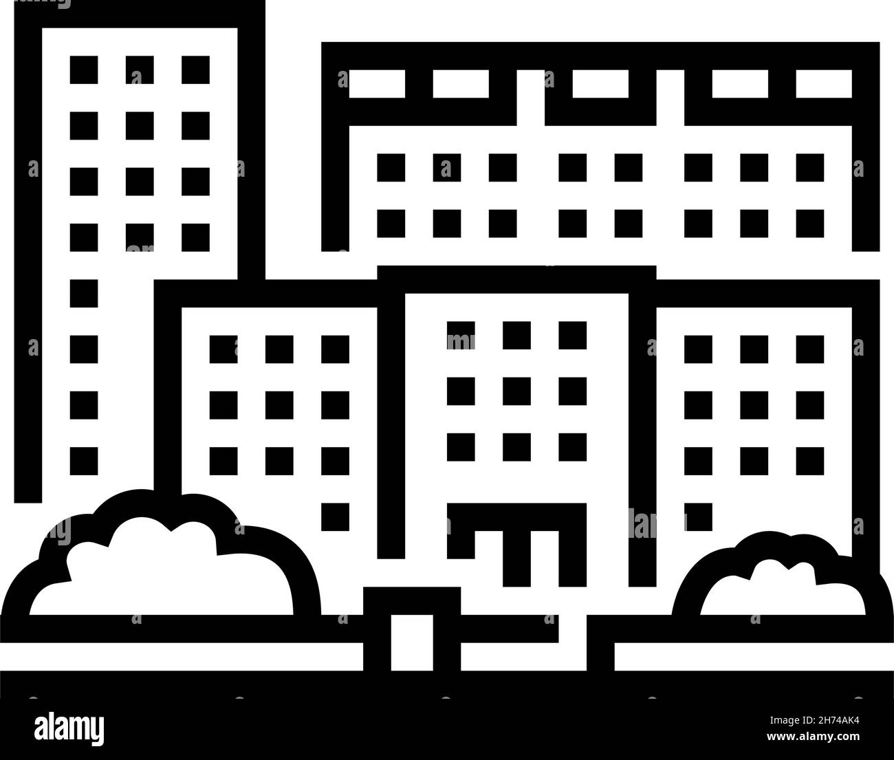 residential complex apartment building line icon vector illustration ...