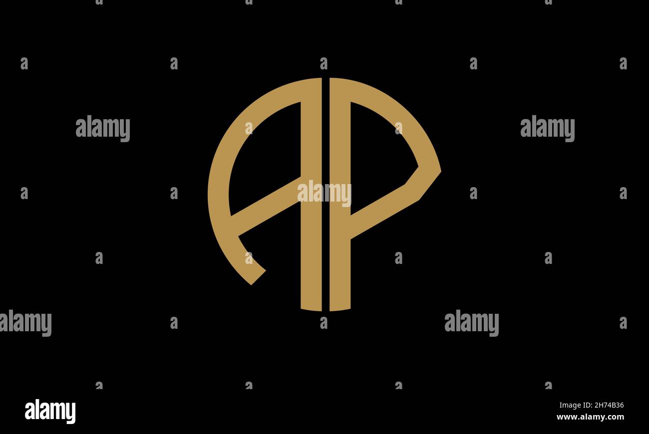 Alphabet AP or PA illustration monogram vector logo template in round ...