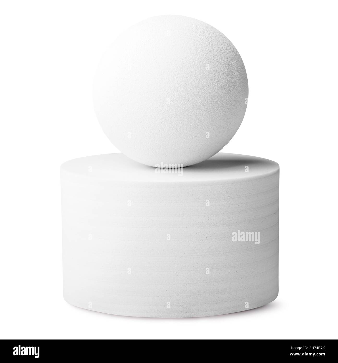 Perfect white cylinder and ball isolated on white Stock Photo - Alamy
