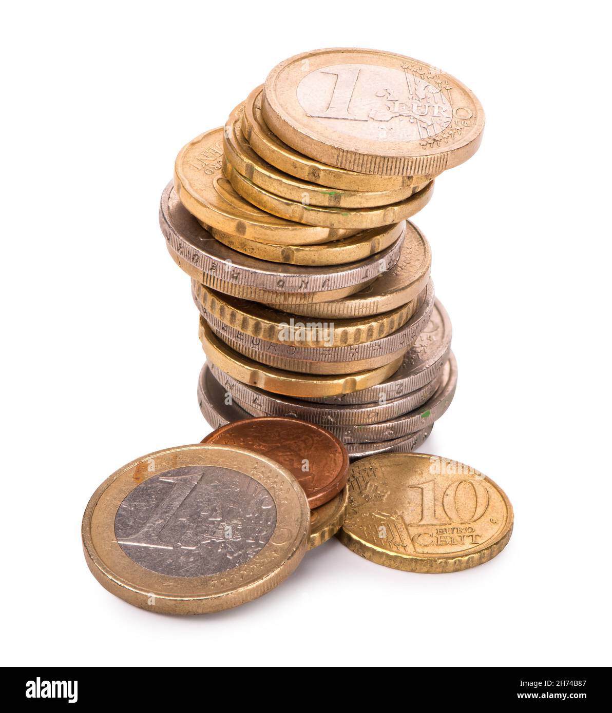 Euro cent coins isolated on white background Stock Photo - Alamy