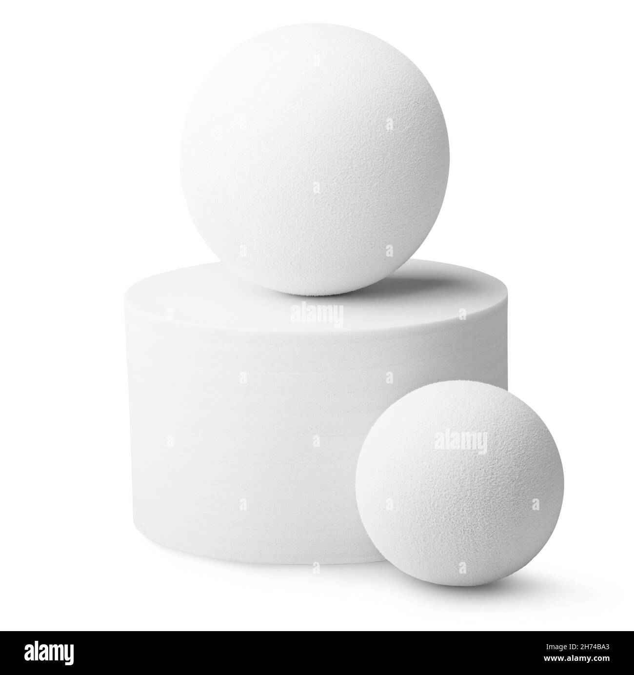 Perfect white cylinder and two balls isolated on white Stock Photo - Alamy