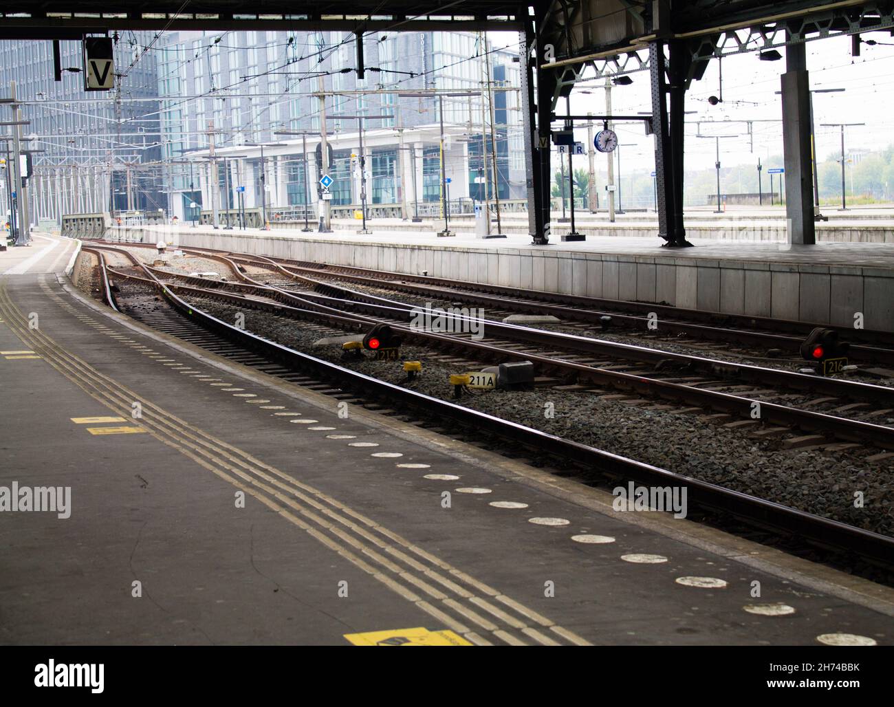 Landscape view of a highway and train station Stock Photo - Alamy