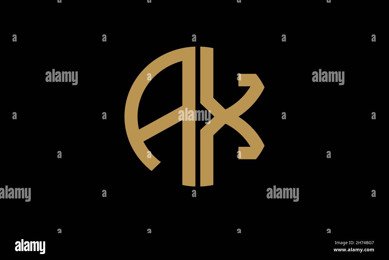 Alphabet AX or XA illustration monogram vector logo template in round ...