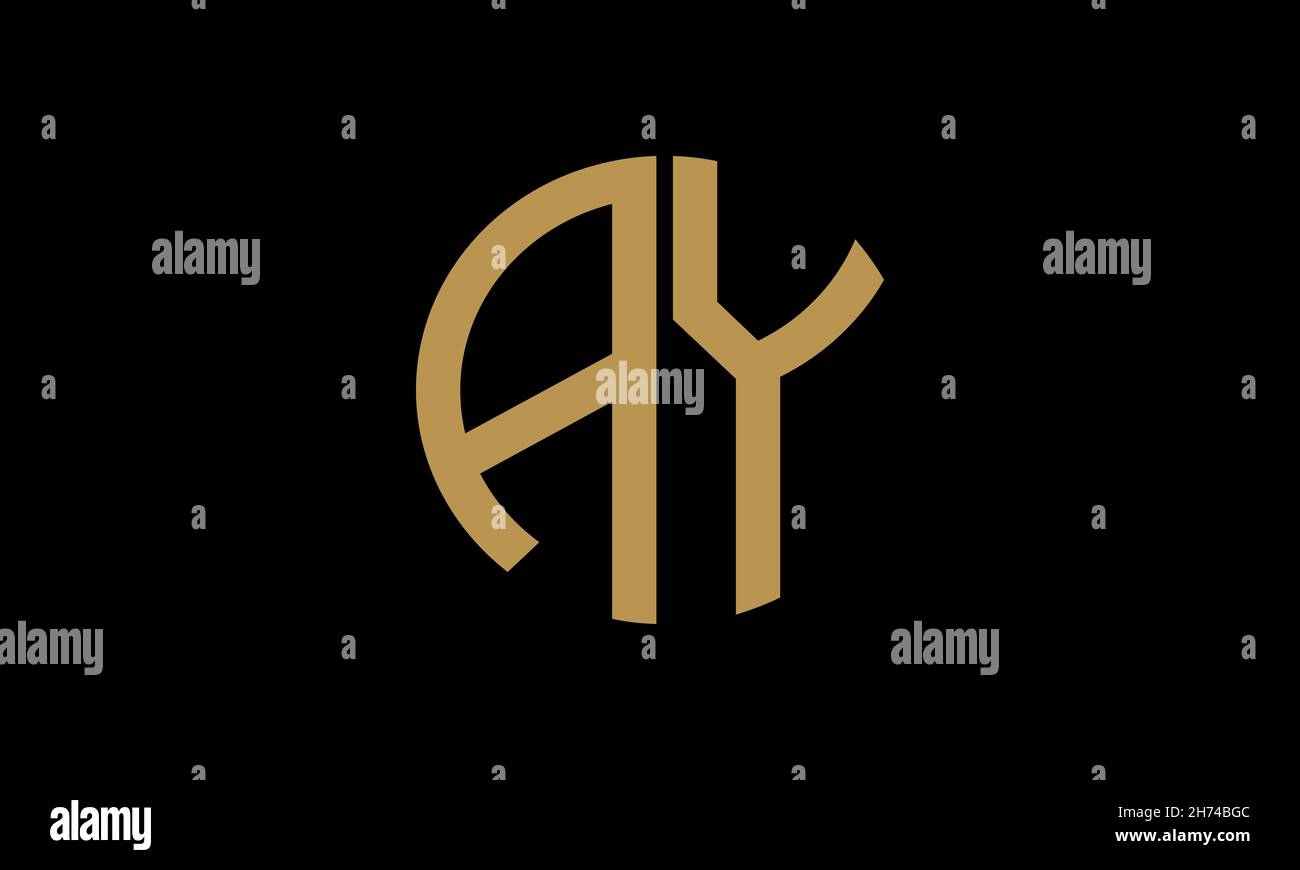Alphabet AY or YA illustration monogram vector logo template in round ...