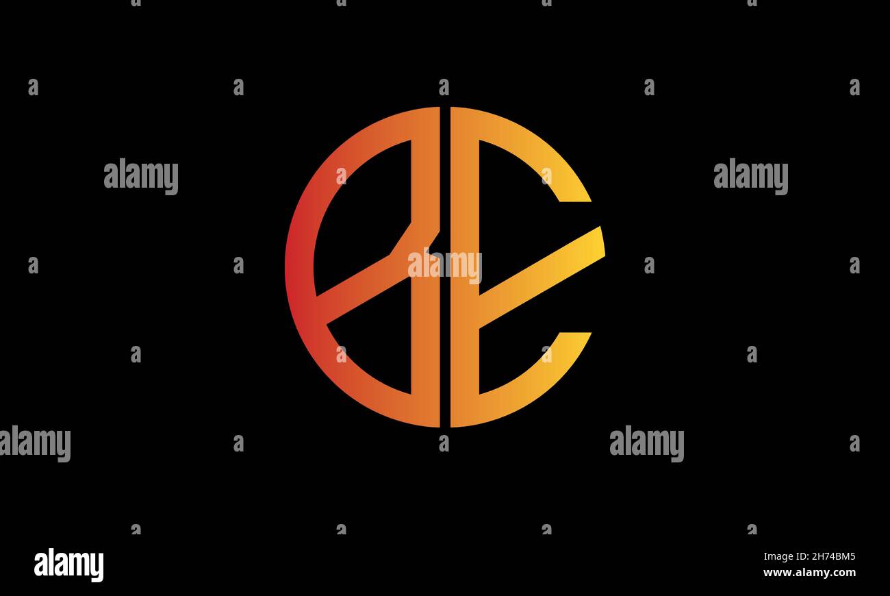 Alphabet BE or EB illustration monogram vector logo template in round ...