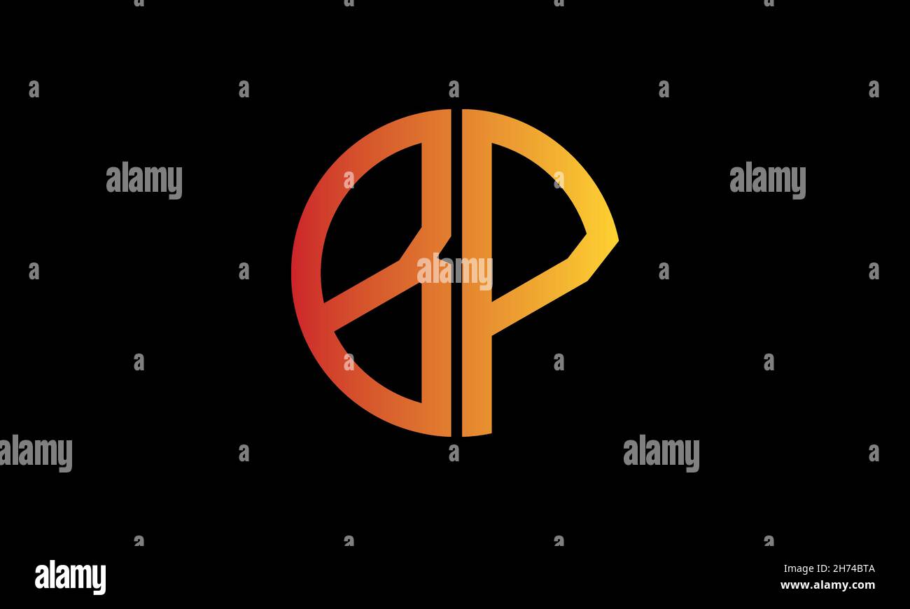 Alphabet BP or PB illustration monogram vector logo template in round ...