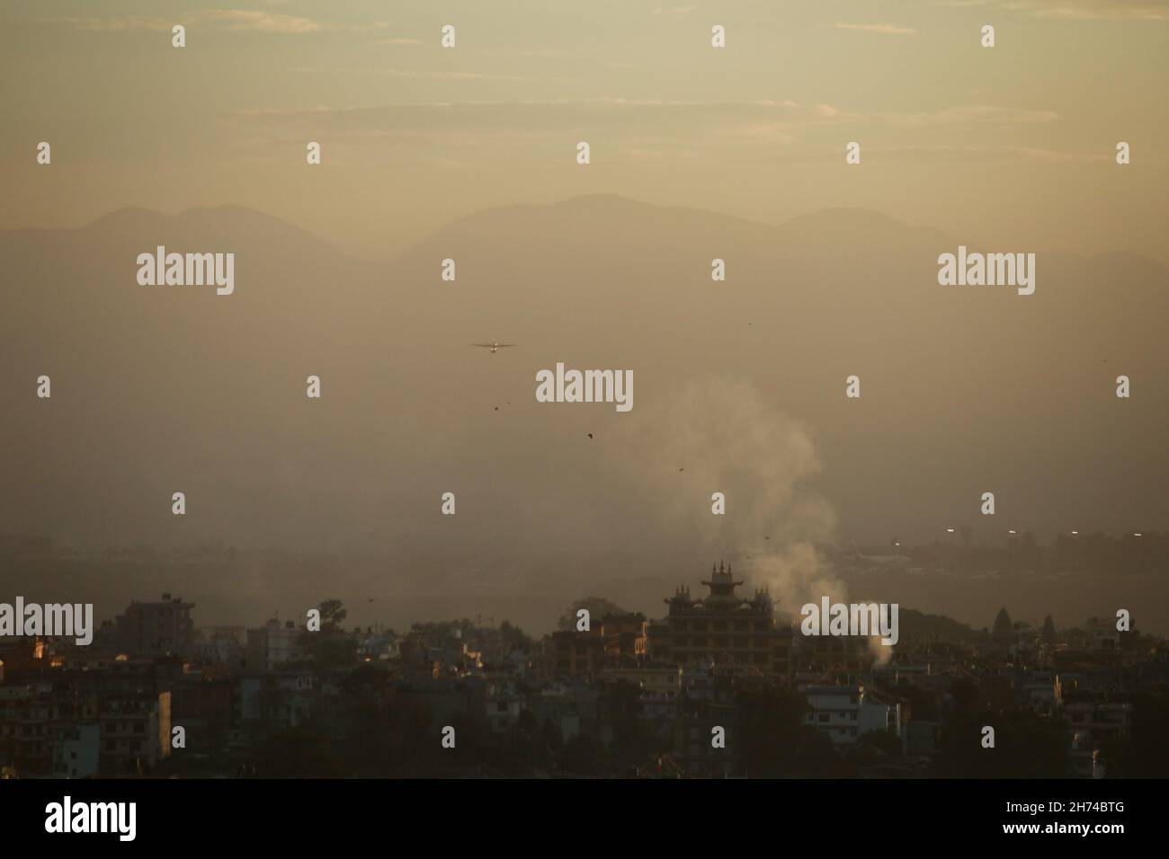 Kathmandu, Bagmati, Nepal. 20st Nov, 2020. Kathmandu Valley is shrouded in thick layer of smog ...