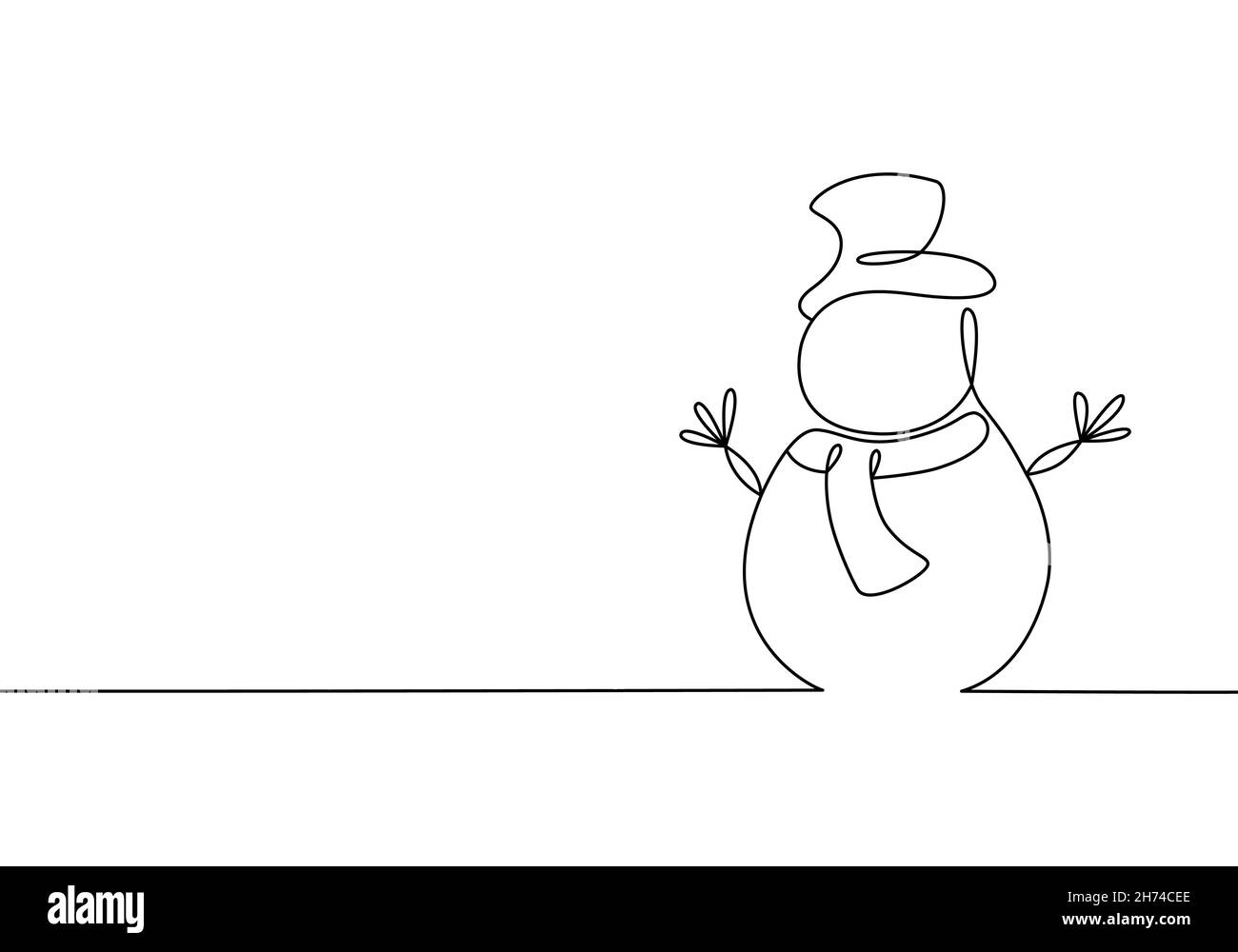 Snowman continuous line art. Christmas winter vector illustration Stock ...