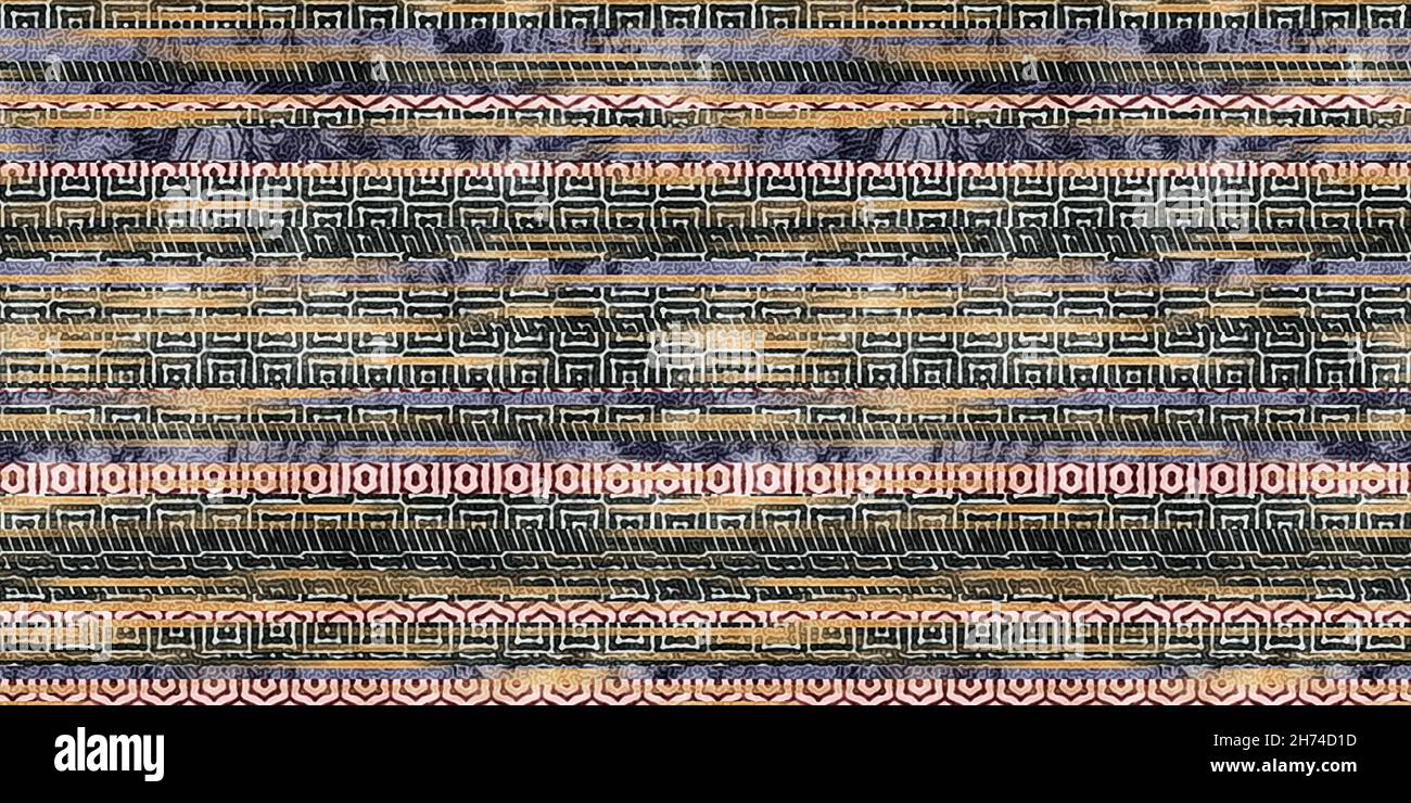 Seamless tribal ethnic stripe grungy border surface pattern design for ...