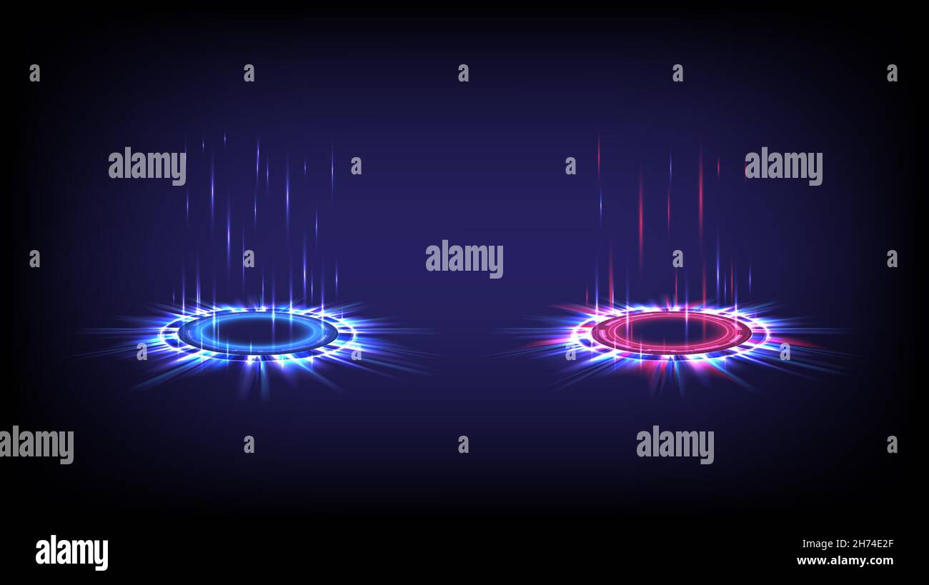 Sci-fi digital high-tech collection in glowing HUD. Hologram portal of ...