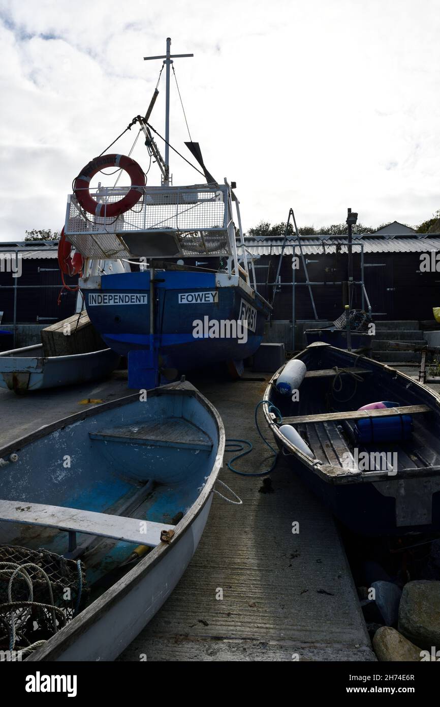 Fishing Boat Swanage Bay Dorset England uk Stock Photo - Alamy