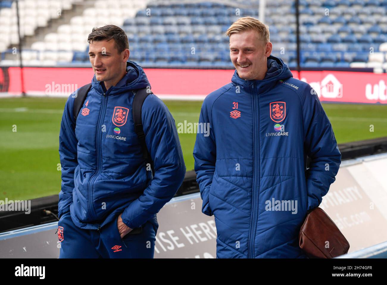 Ryan Schofield #31 of Huddersfield Town and Matty Pearson #4 of ...