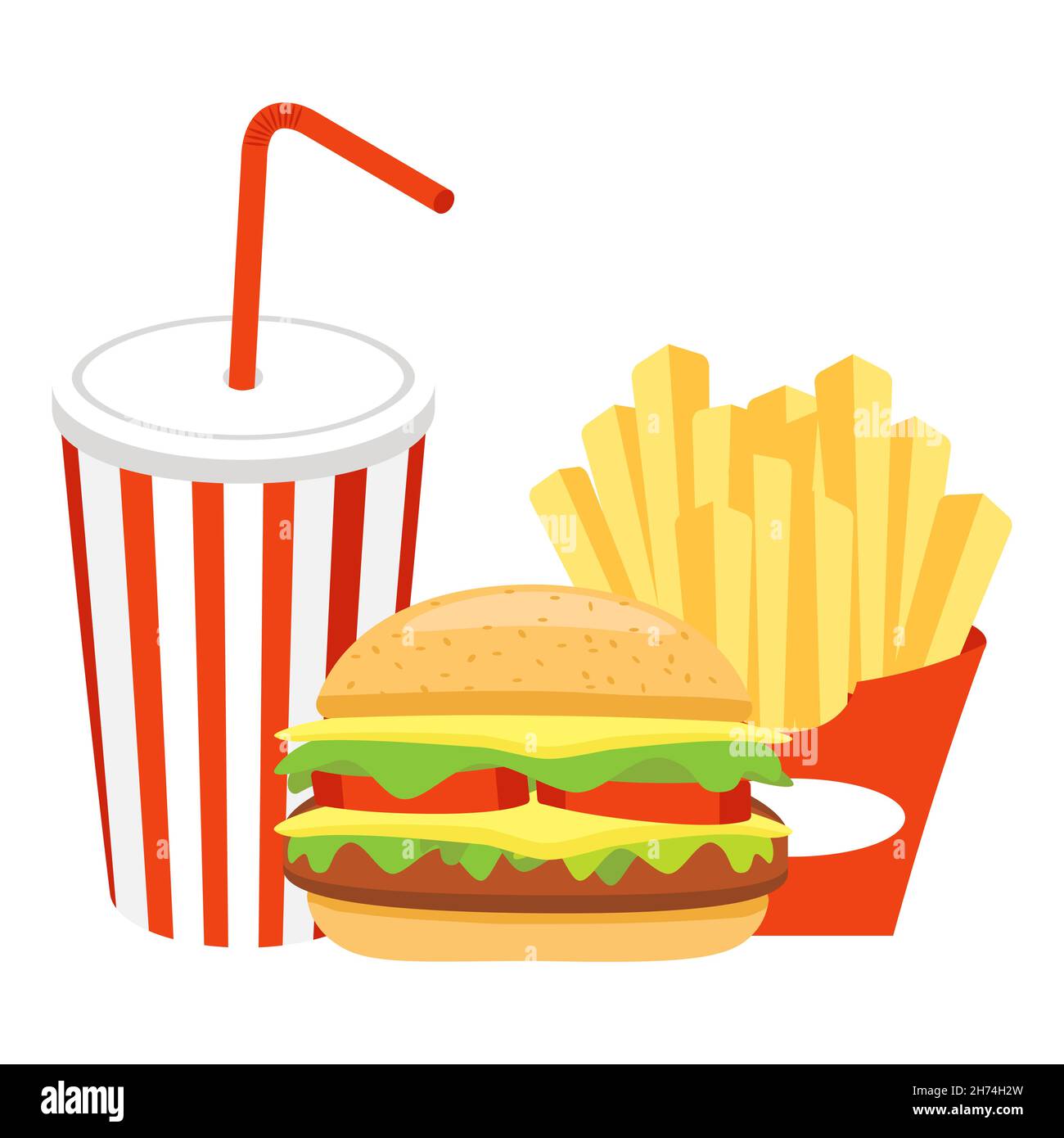 fast food set hamburger french fries and soft drink Stock Vector Image ...