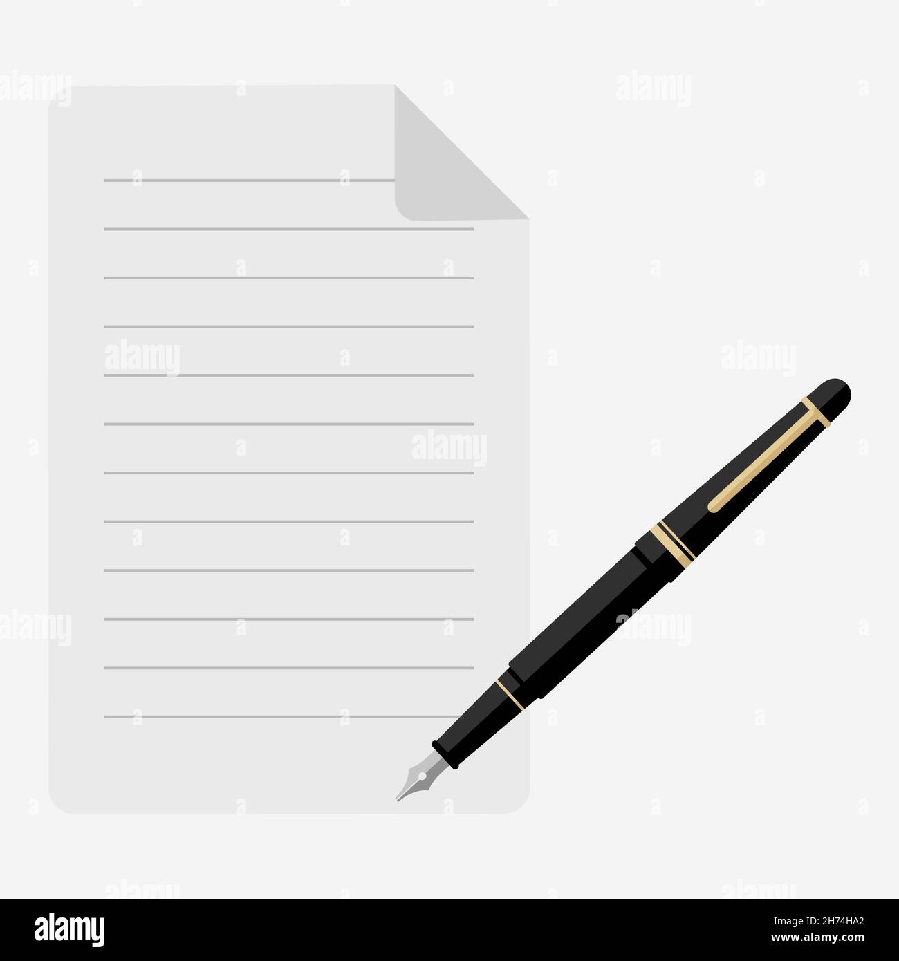 document lined paper and fountain pen Stock Vector Image & Art - Alamy