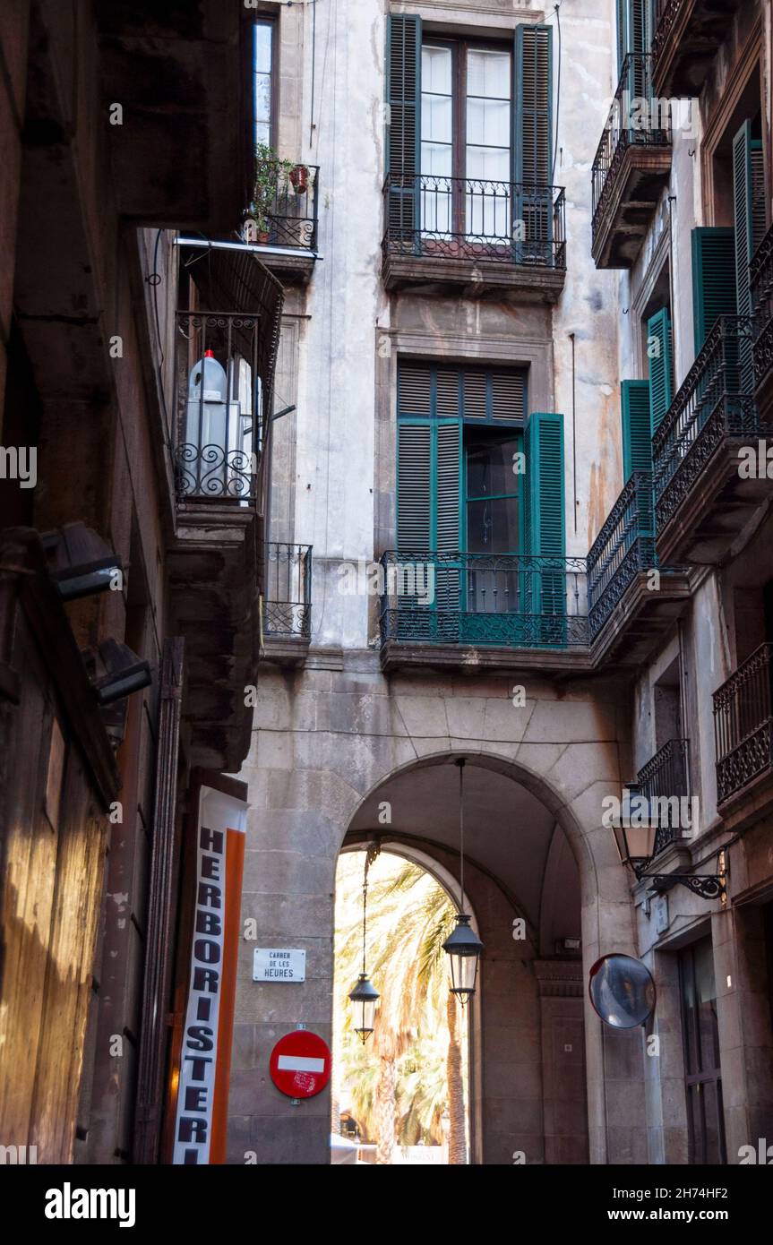The Bari Gothic or Gothic Quarter neighborhood of Barcelona, Spain ...