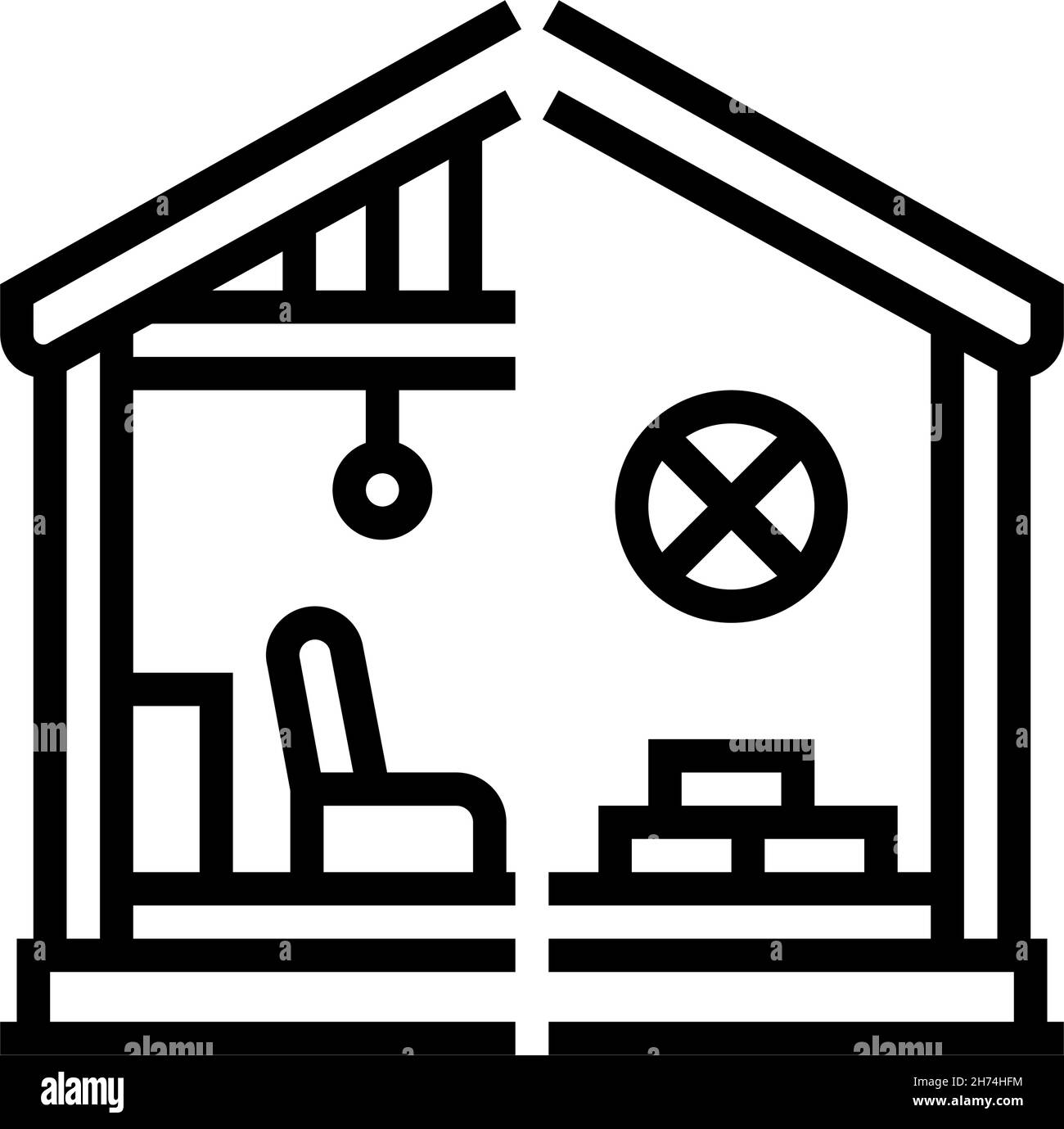 selective interior demolition line icon vector illustration Stock ...