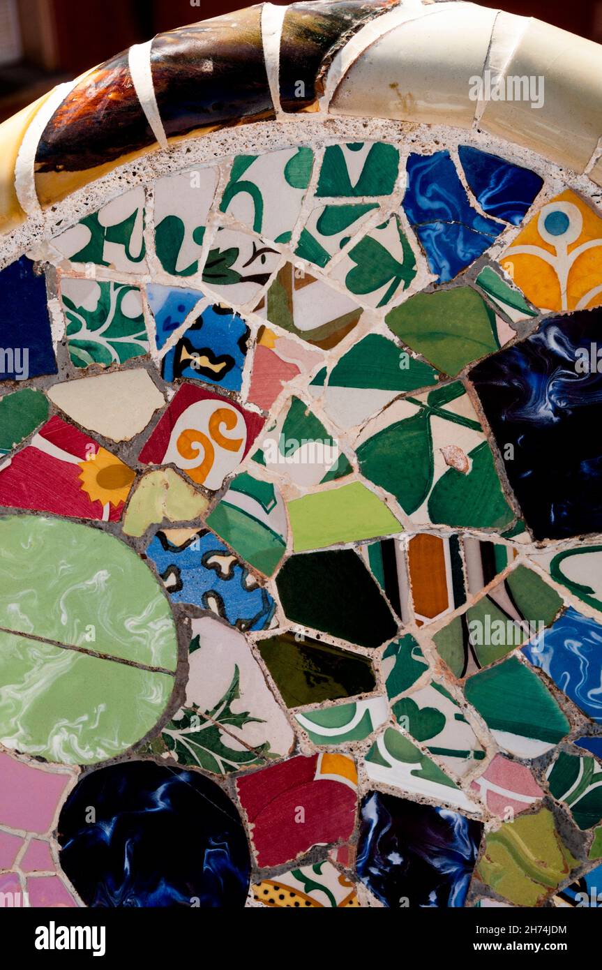 Serpentine Bench in Antoni Gaudí's Park Güell in Barcelona, Spain Stock ...