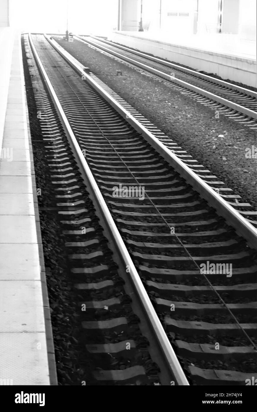 Old railway track path Black and White Stock Photos & Images - Alamy