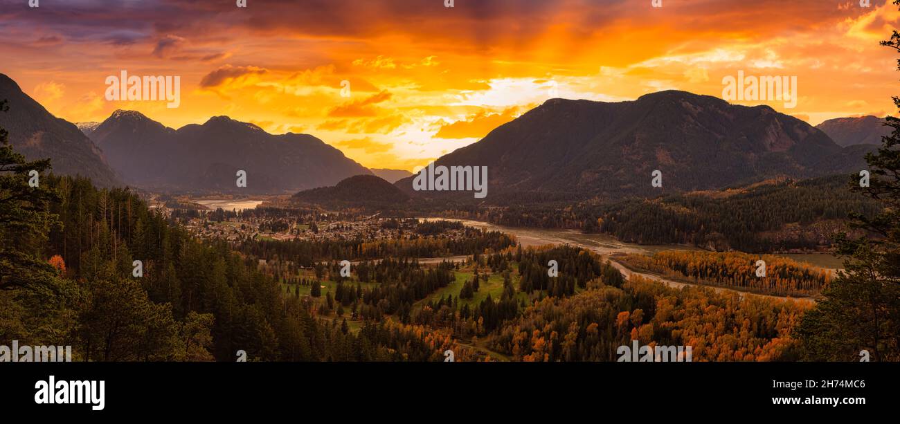 Panoramic View of modern city, Hope, in British Columbia, Canada Stock ...