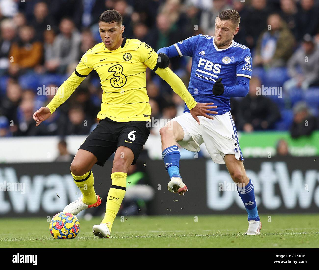 Leicester, UK. 20th November 2021. Jamie Vardy of Leicester City ...