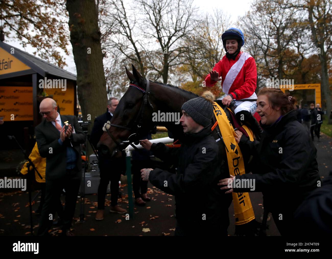 Jockey Rachael Blackmore celebrates on A Plus Tard after winning the ...