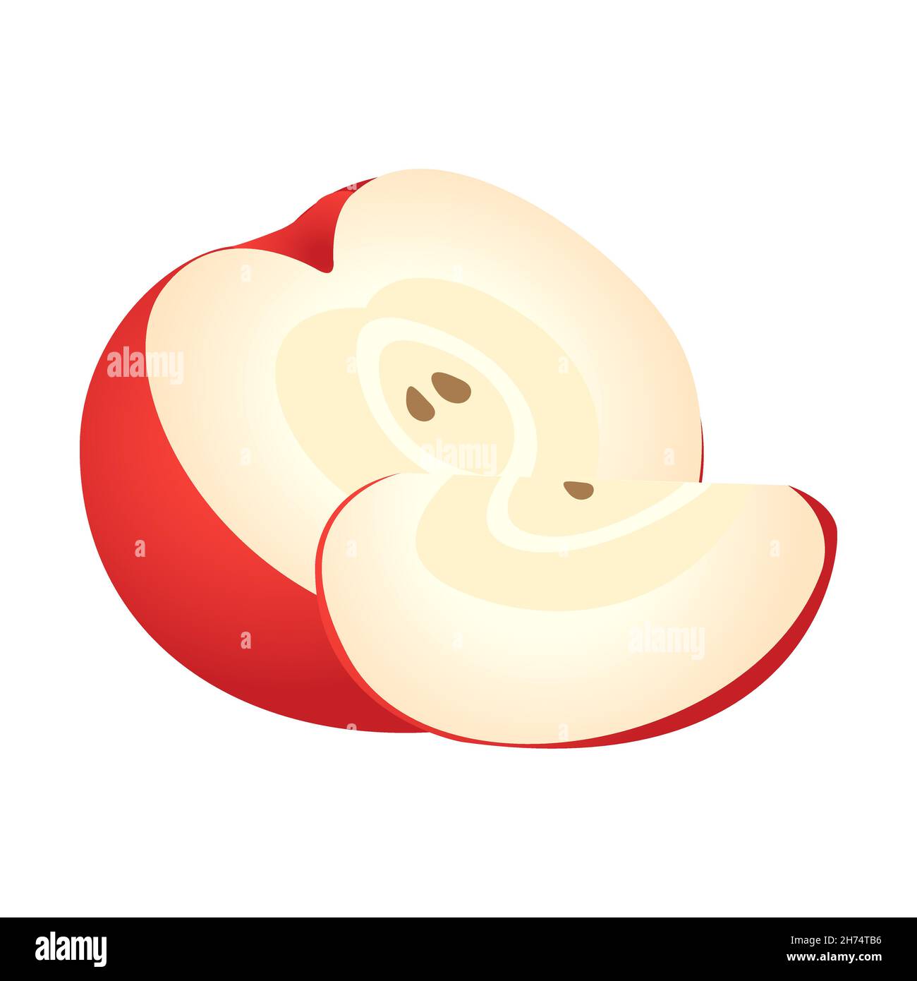 gradient color half cut and sliced fruit red apple Stock Vector Image ...
