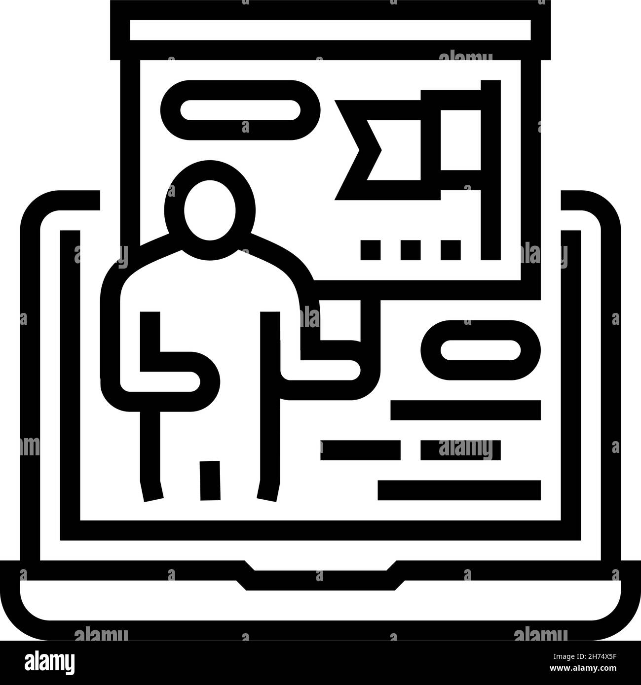 presentation startup strategy and planning line icon vector ...