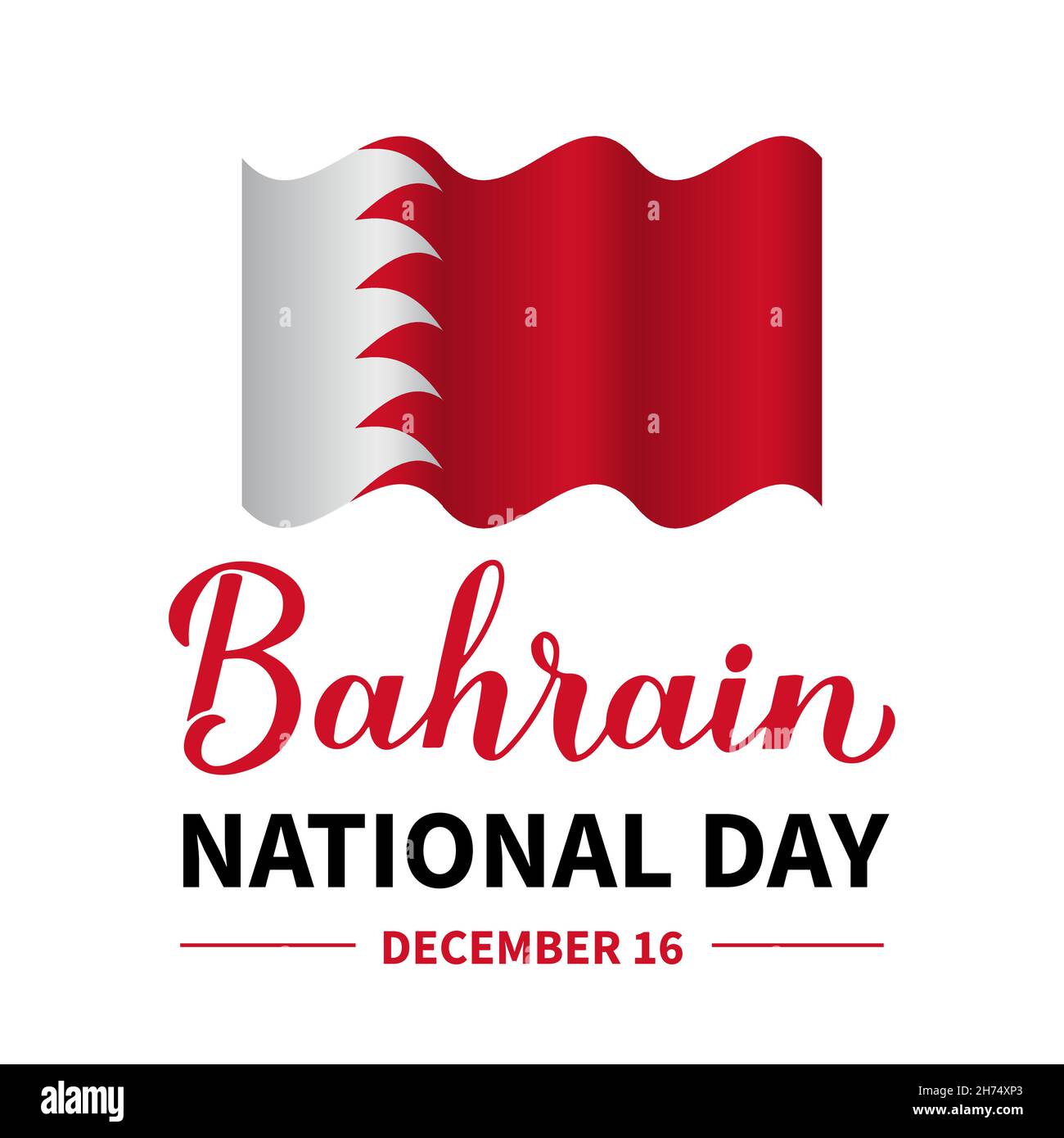 Bahrain National Day calligraphy hand lettering with flag. Holiday ...