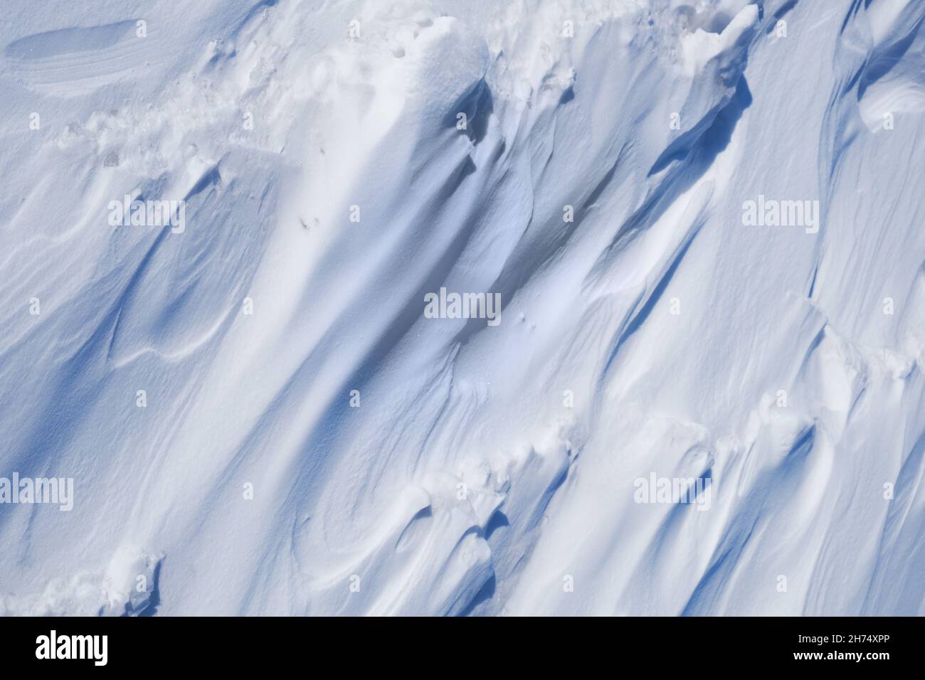Texture of winter snow surface. Blue natural snow background with ...