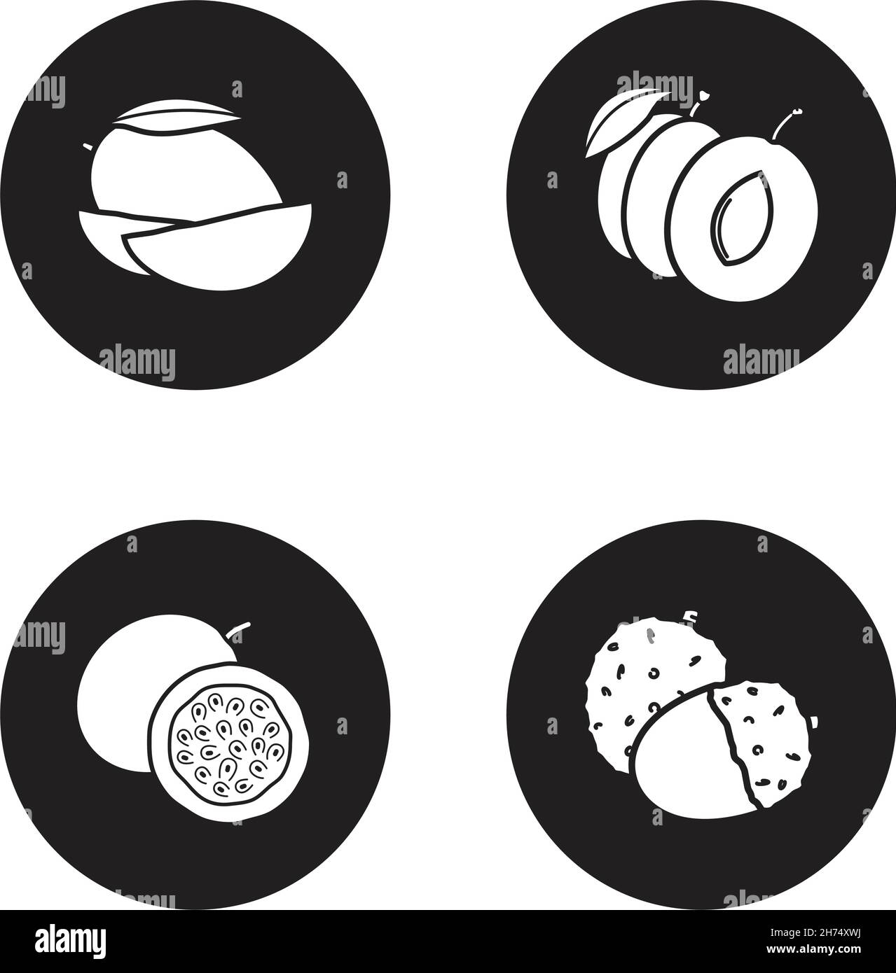 Fruits monochrome icons set Stock Vector Image & Art - Alamy