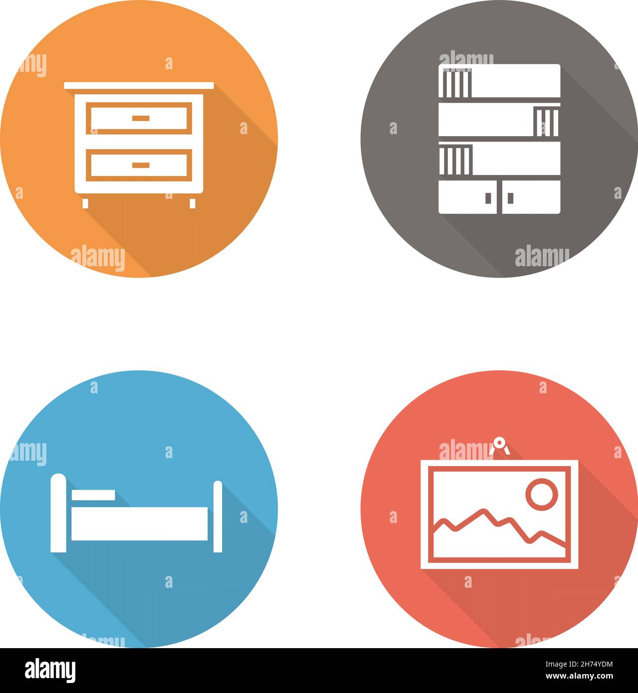 Bedroom flat design icons set Stock Vector Image & Art - Alamy
