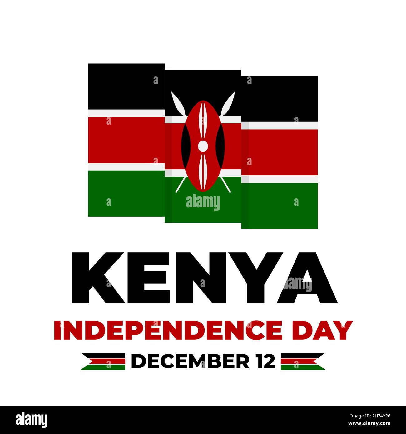 Kenya Independence Day lettering with flag. National holiday celebrate ...