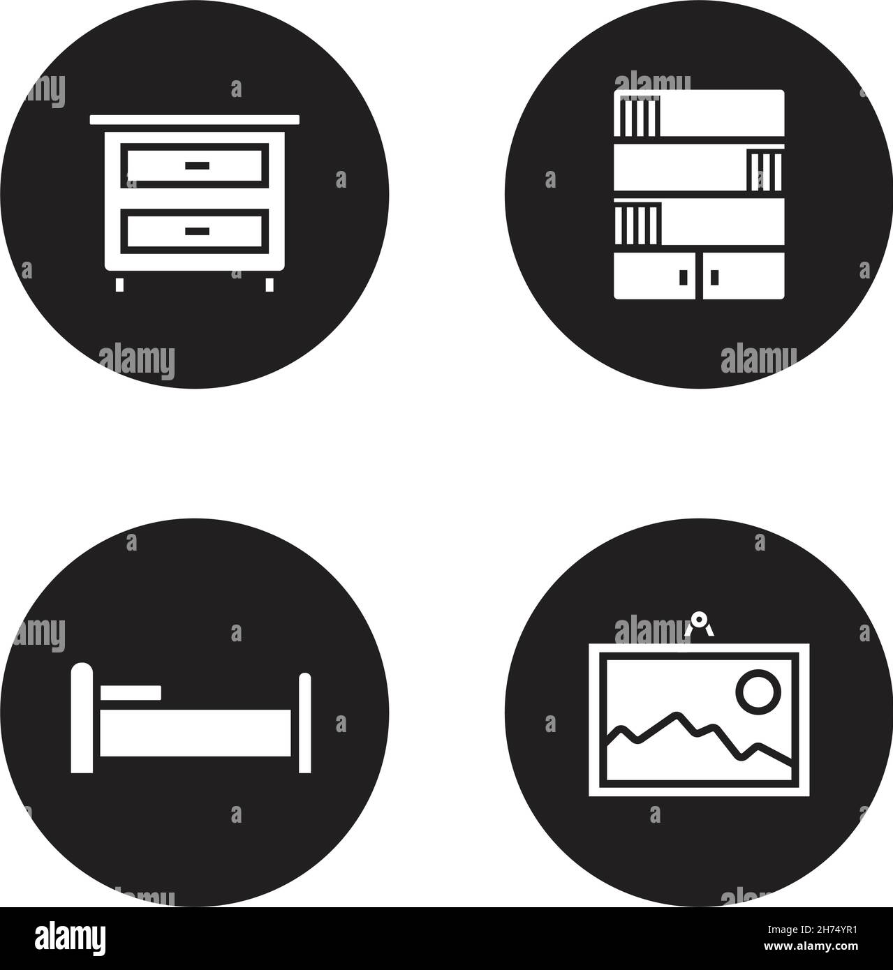 Bedroom furniture black icons set Stock Vector Image & Art - Alamy