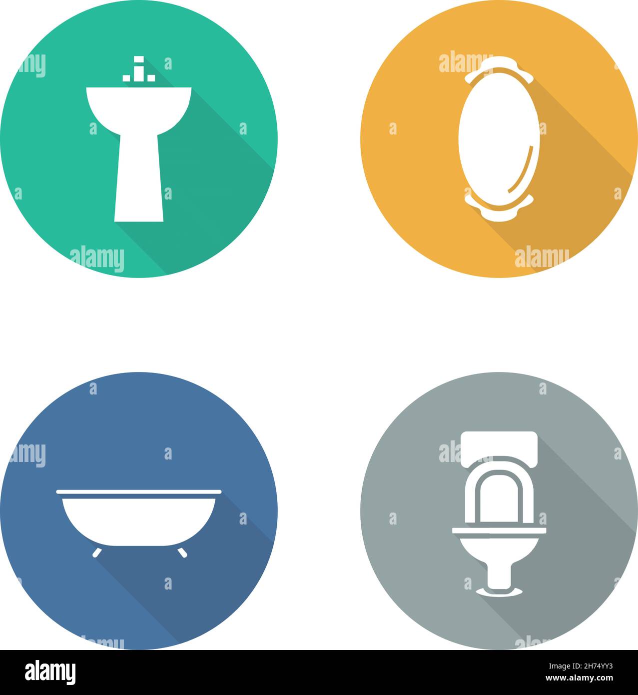 Bathroom interior flat design icons set Stock Vector Image & Art - Alamy
