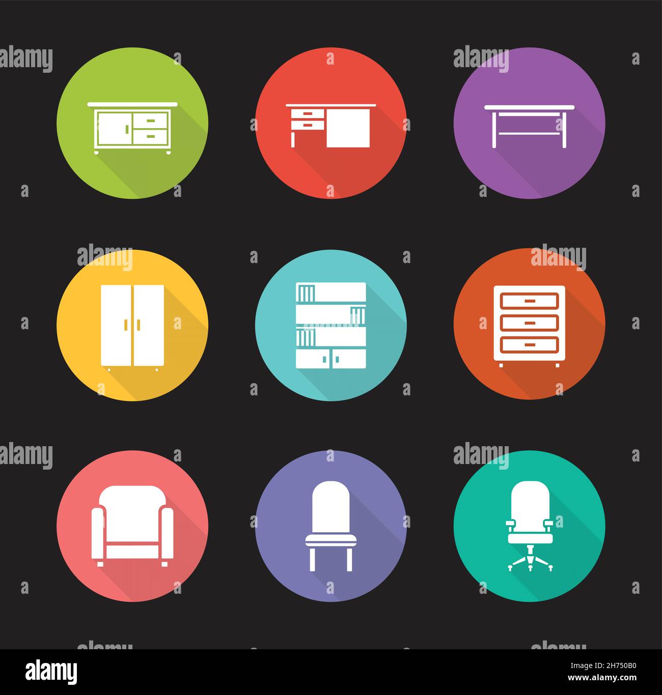 Furniture flat design icons set Stock Vector Image & Art - Alamy