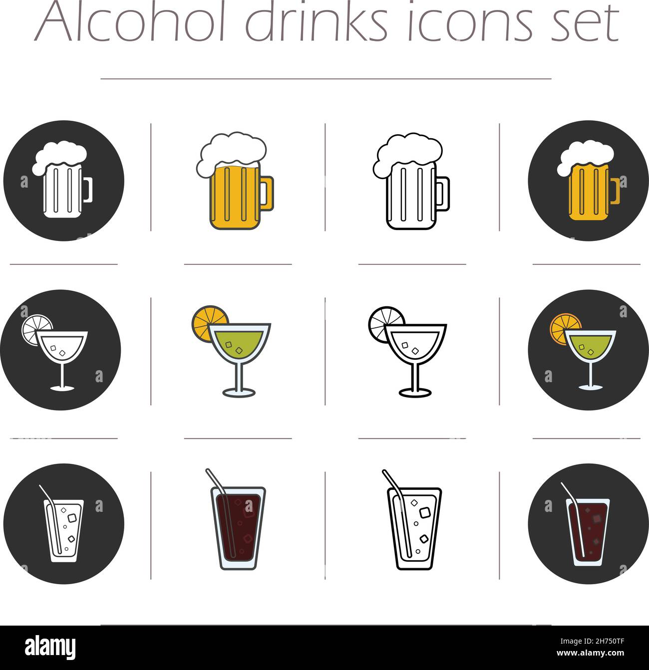 Alcoholic drinks icons set Stock Vector Image & Art - Alamy