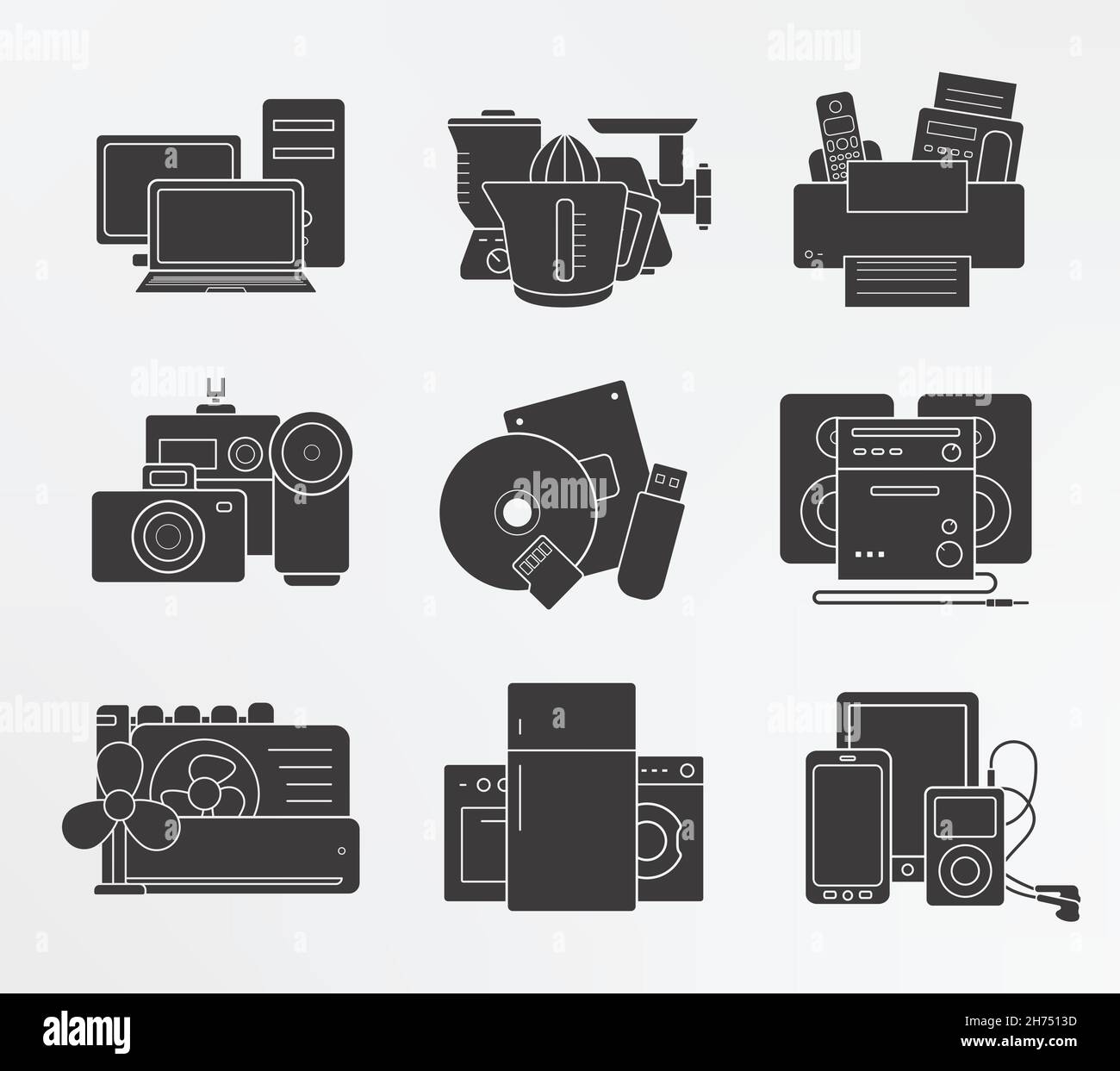 Home electronics icons set. Silhouette Stock Vector Image & Art - Alamy