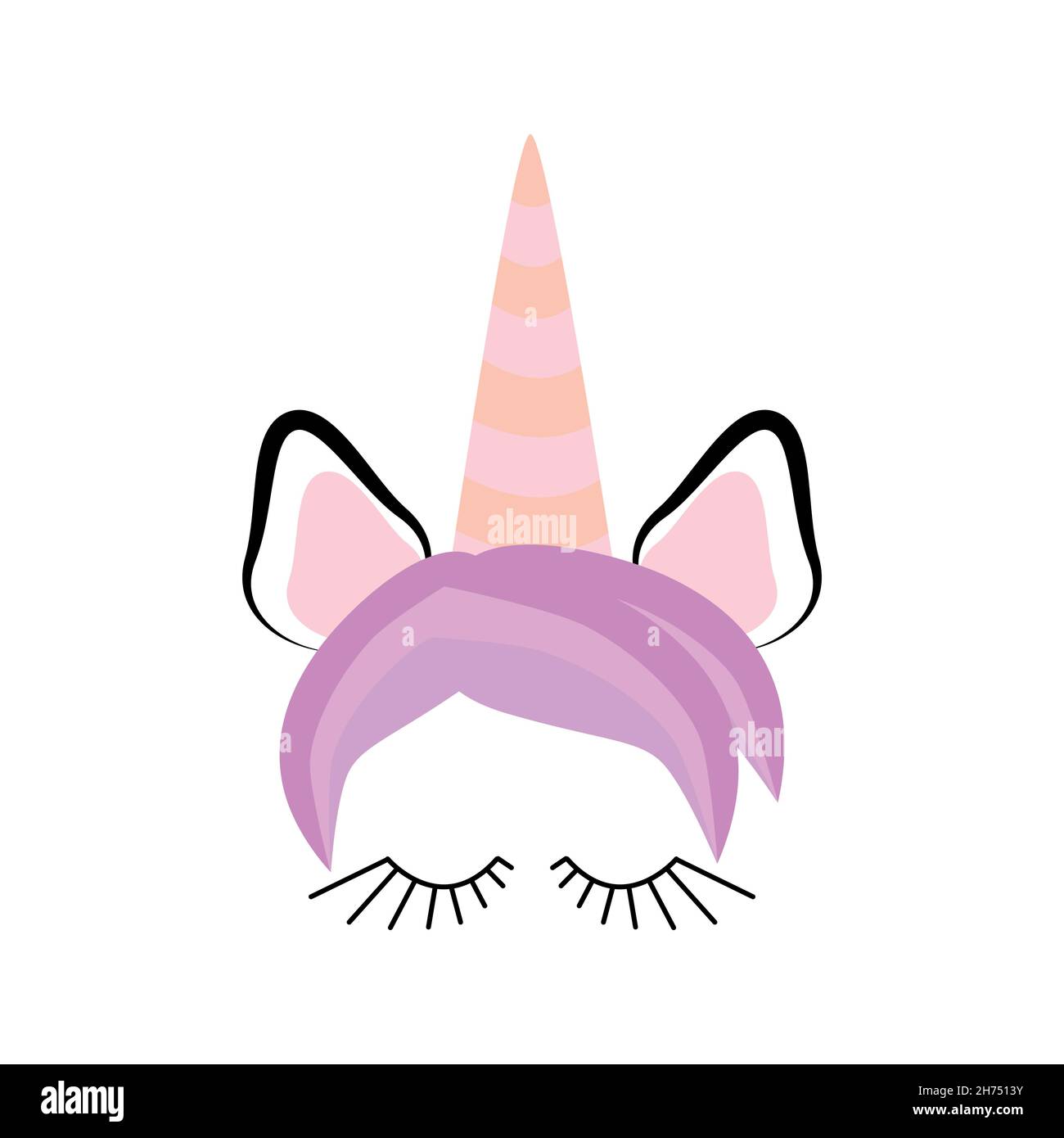 Unicorn's Horn with Flowers and Eyelashes rainbow, bangs. Card ...
