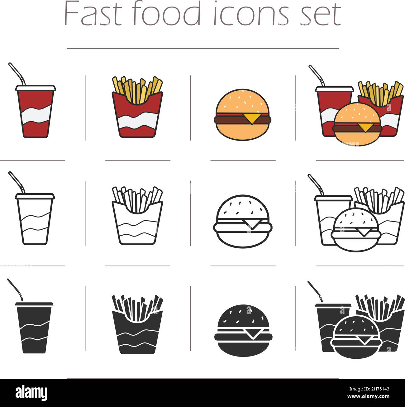 Fast food vector icons set Stock Vector Image & Art - Alamy