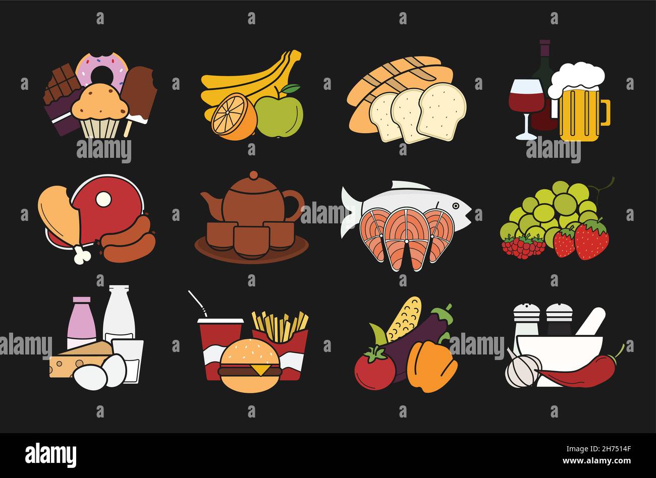 Food icons set Stock Vector Image & Art - Alamy