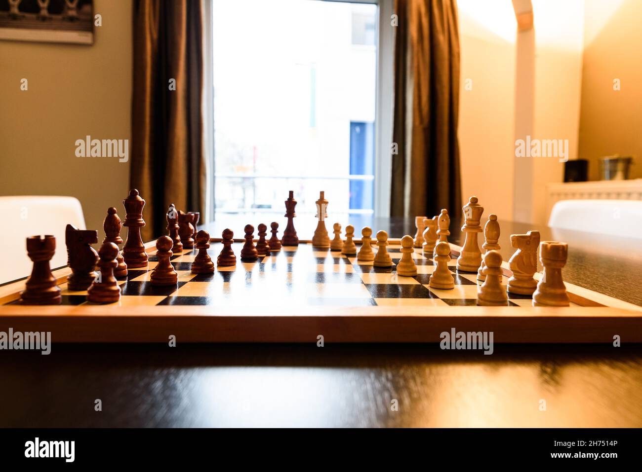 chessboard set up in living room Stock Photo - Alamy