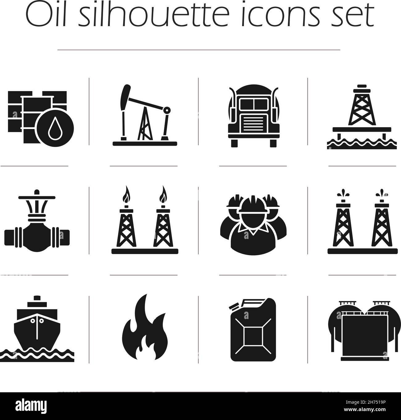 Oil production silhouette icons set Stock Vector Image & Art - Alamy