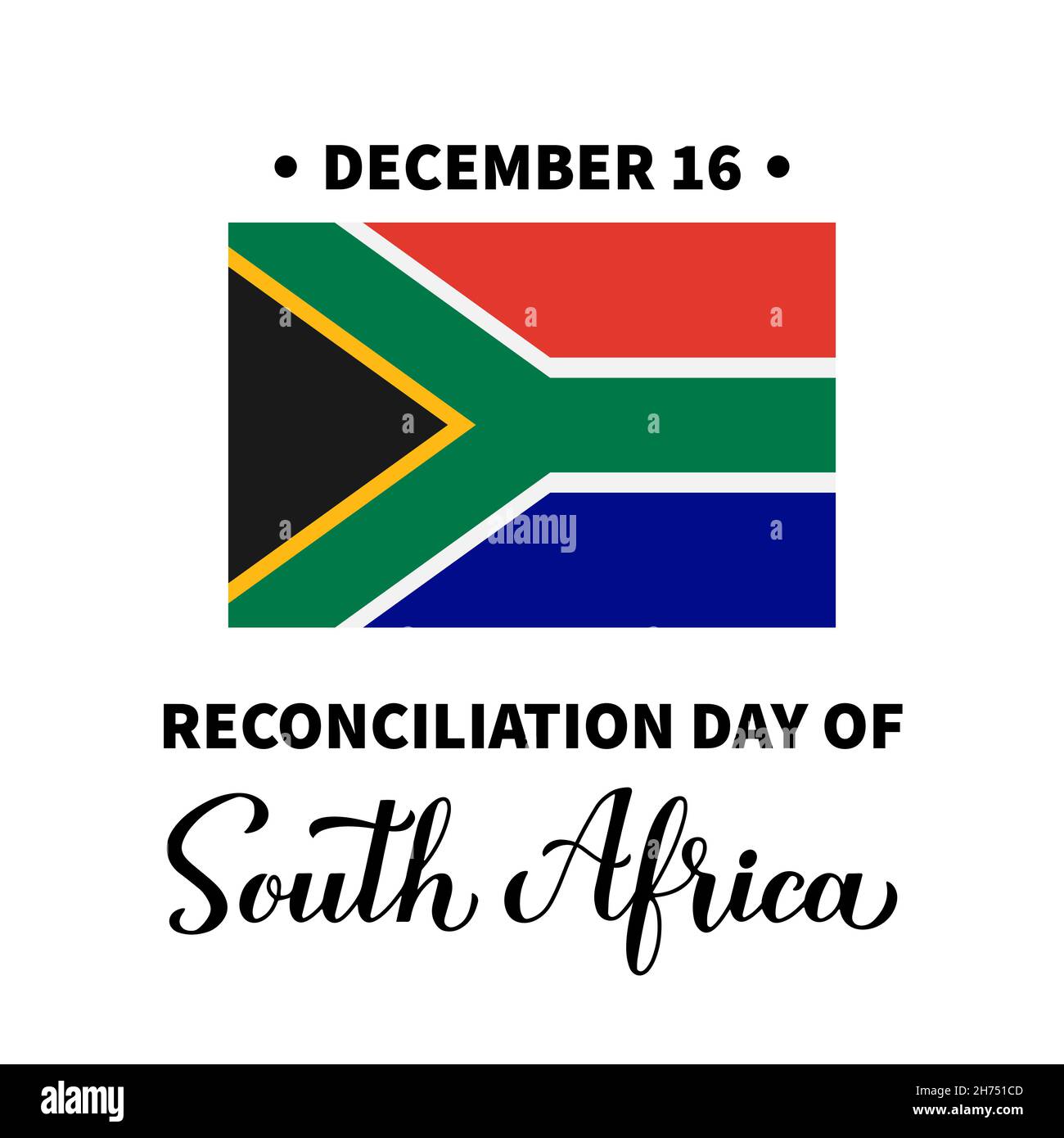 South Africa Reconciliation Day with flag isolated on white. National ...