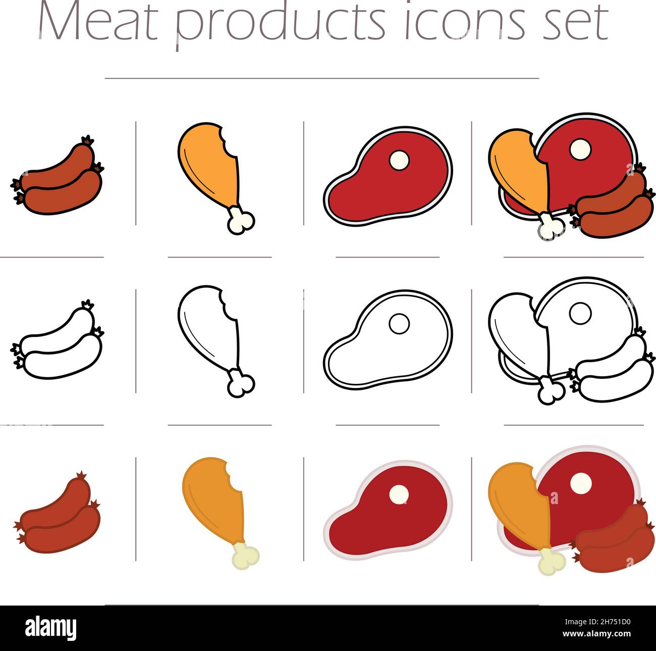 Meat icons set Stock Vector Image & Art - Alamy