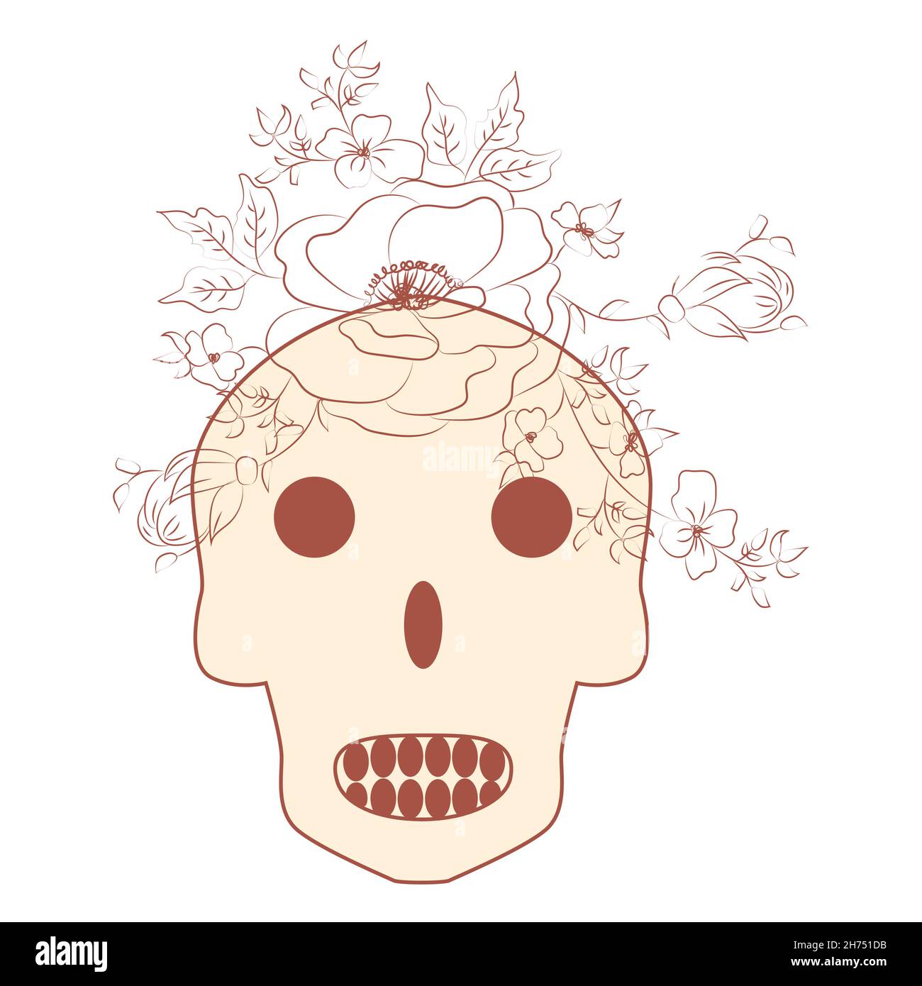 Vintage Card with Beige Skull and Flowers. Day of the Death Stock ...