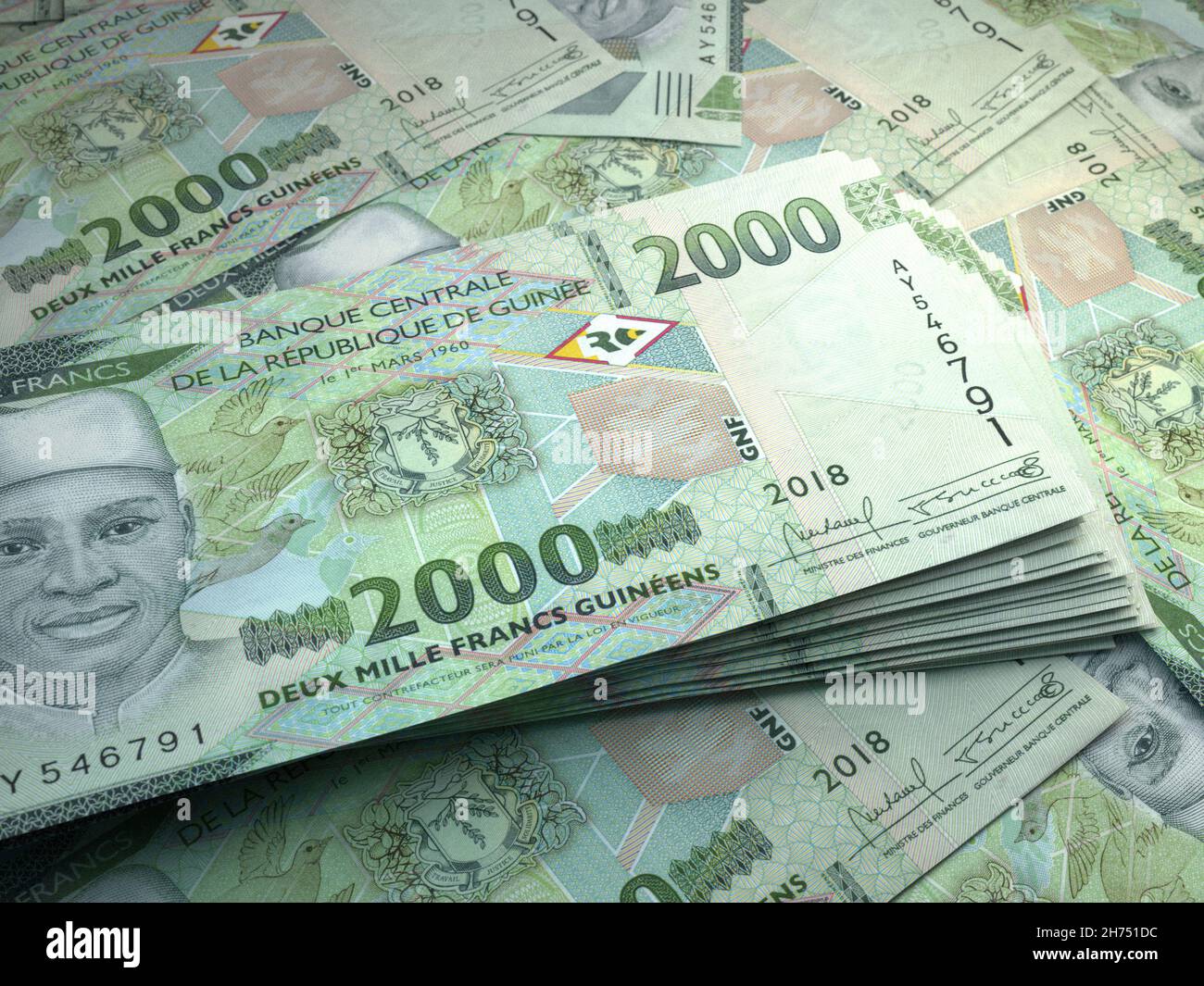 Money of Guinea. Franc bills. GNF banknotes. 2000 French. Business ...