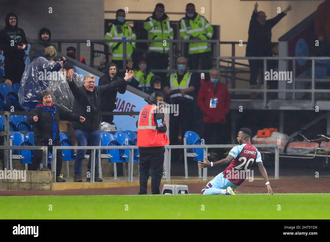 Maxwel Cornet #20 of Burnley celebrates scoring to make it 3-3 Stock ...