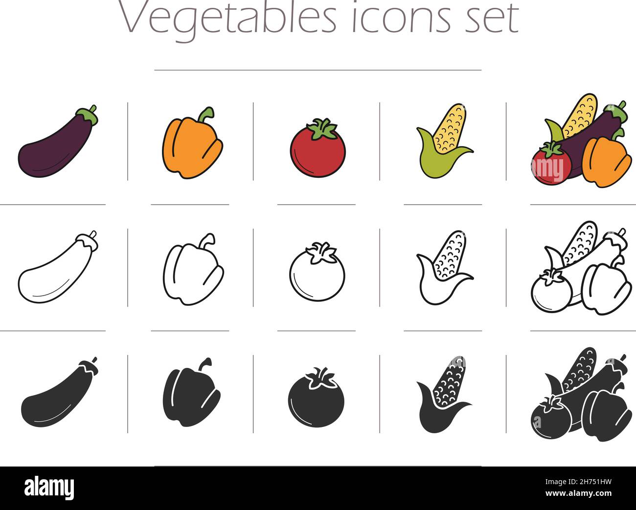 Vegetables icons set Stock Vector Image & Art - Alamy